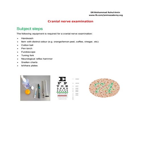 Cranial nerves examination | DOCX