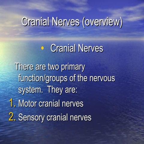 HIS 120 Cranial Nerves Overview | PPT