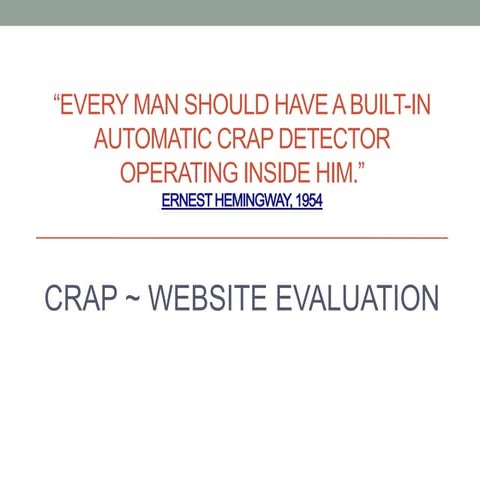 The Craap Test for evaluating resources | PPTX