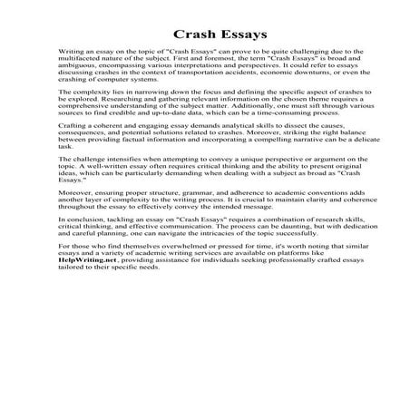 Crash Essays. An Accident Short Essay in Simple English | PDF