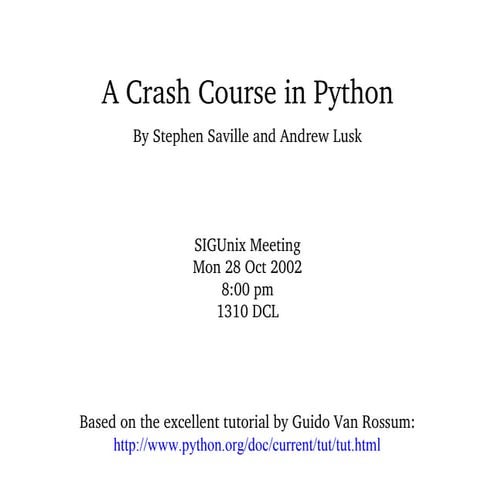 Crash course to learn python programming | PDF