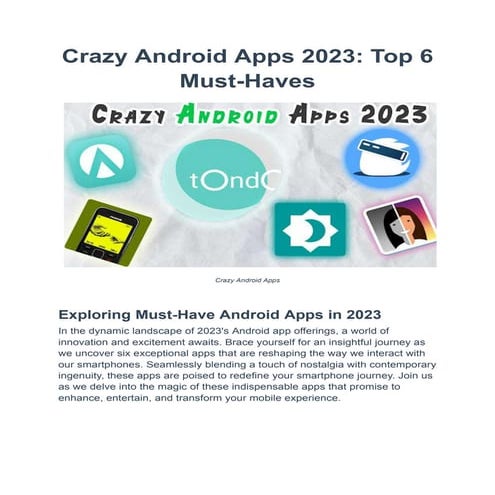 Crazy Android Apps 2023 Top 6 Must-Haves.pdf | Smartphones | Consumer Electronics