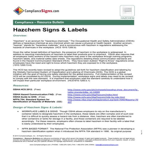 Hazardous Chemical Sign / Label Resources | PDF | Chemistry | Science