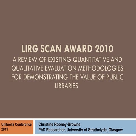 A Review of Methods for Measuring the Value of Public Libraries | PPT ...