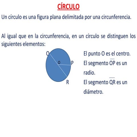 El círculo, sus partes y su circunferencia. | PPTX