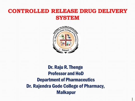 Controlled Drug Delivery System-NDDS UNIT-1 B.Pharm 7th sem | PDF