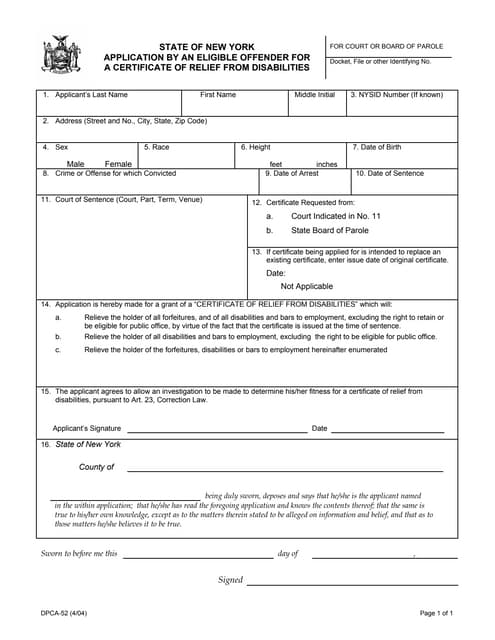 Certificate of Relief from Disabilities | PDF