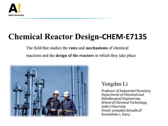 Reactor Design 7 | PPT | Chemistry | Science