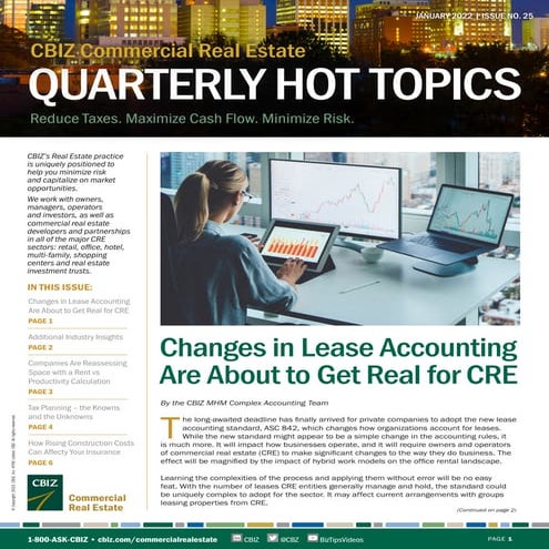 CBIZ Quarterly Commercial Real Estate "Hot Topics" Newsletter (Jan-Feb ...
