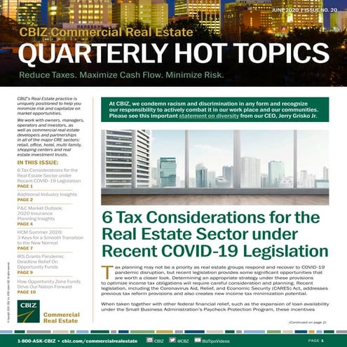CBIZ Commercial Real Estate Newsletter - May 2018 | PDF