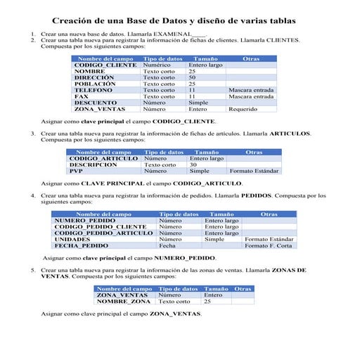 Creación de una base de datos y diseño de varias tablas | PDF | Databases | Computer Software ...