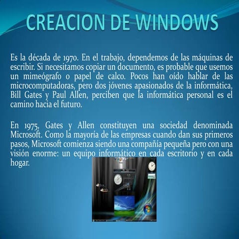Creacion de windows | PPTX | Computing | Technology & Computing