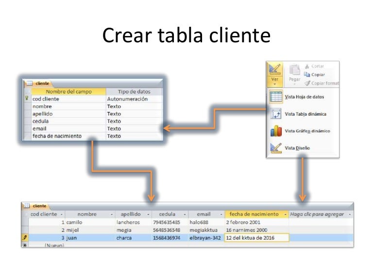 Crear tabla cliente