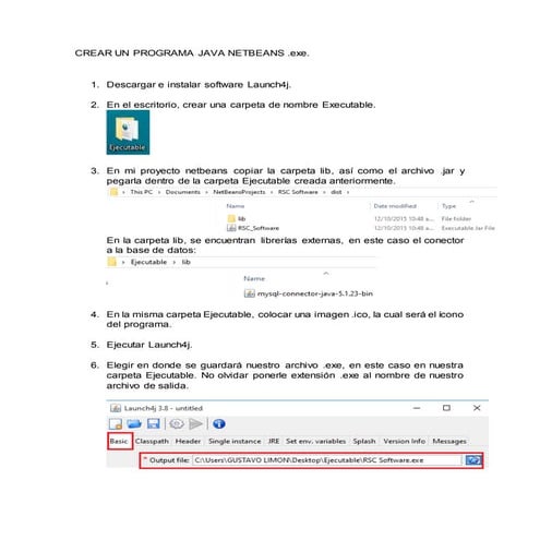 Crear un programa ejecutable en java | DOCX