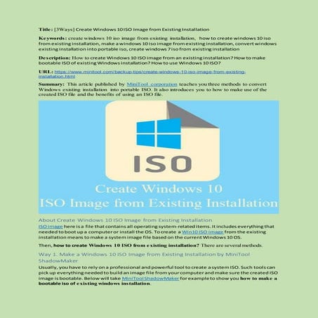 create windows 10 iso mage from existing installation | DOCX