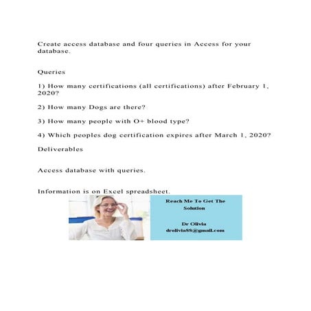 Create Access Database And Four Queries In Access For Your Databasdocx