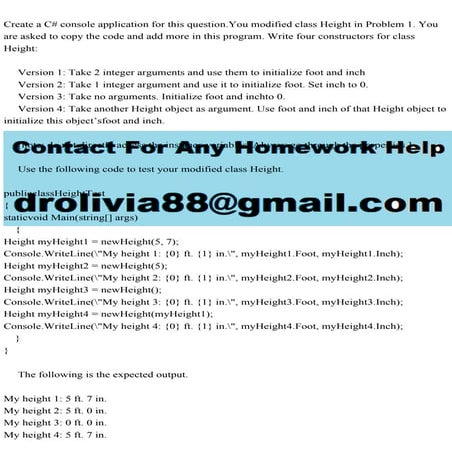 Create A C Console Application For This Questionyou Modified Classpdf 6897