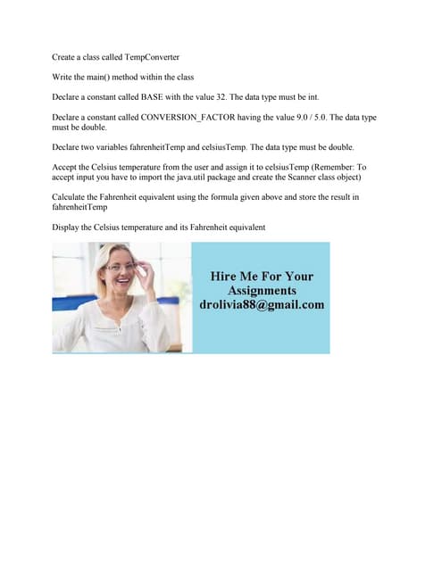 Create A Class Called Tempconverter Write The Main Method Within Thedocx 8617