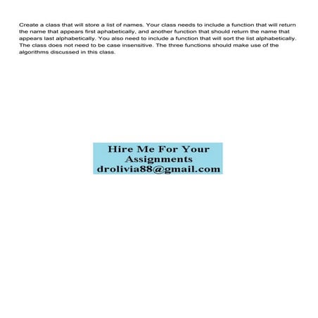 Create a class that will store a list of names Your class n.pdf