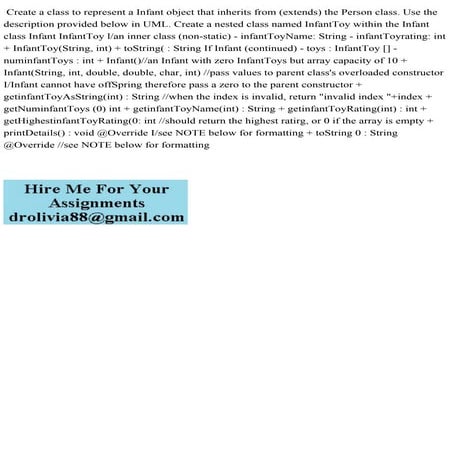Create A Class To Represent A Infant Object That Inherits From Exten Pdf