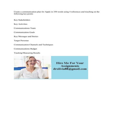 Create a communication plan for Apple in 350 words using 4 references.docx