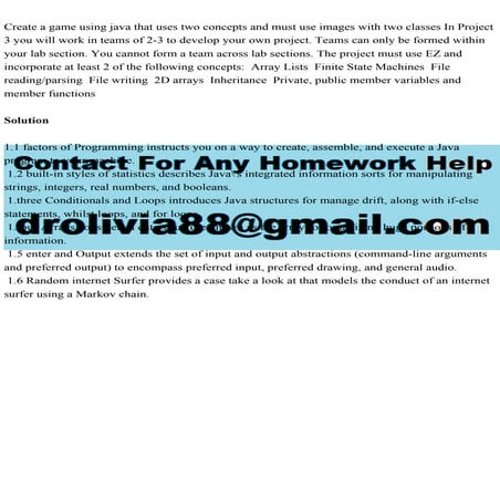 Create a game using java that uses two concepts and must use images .pdf