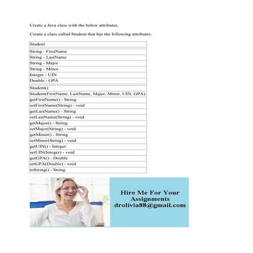 Create A Java Class With The Below Attributes Create A Class Calleddocx 2601