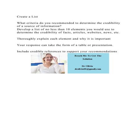 Create a ListWhat criteria do you recommended to determine the c.docx