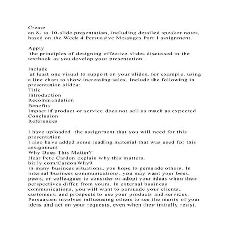 Create an 8- to 10-slide presentation, including detailed speaker .docx