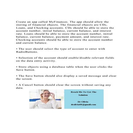 Create an app called MyFinances. The app should allow the storin.docx
