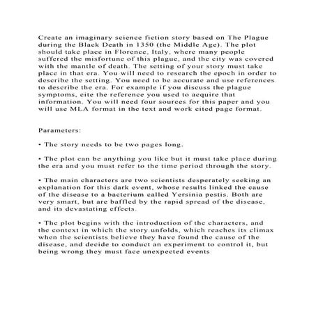 Create an imaginary science fiction story based on The Plague during | PDF