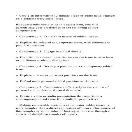 · Create an informative 12-minute video or audio news segment on a .docx