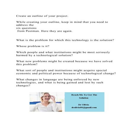 Create an outline of your project. While creating your outline,.docx