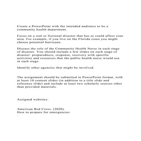 Create a PowerPoint with the intended audience to be a communi.docx