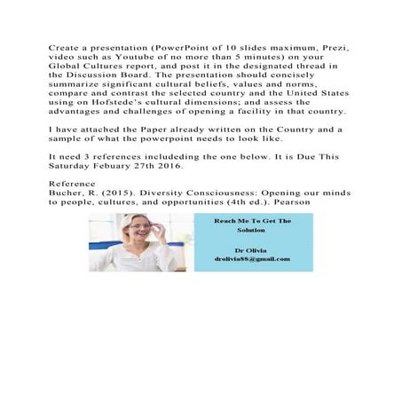 Create a presentation (PowerPoint of 10 slides maximum, Prezi, video ...