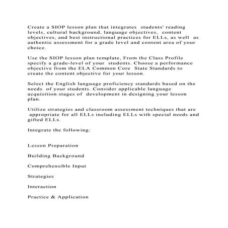 Create a lesson plan that integrates language objectives, conten | DOCX