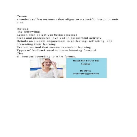 Create a student self-assessment that aligns to a specific lesson .docx