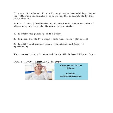 Create a two minute Power Point presentation which presents the fol | DOCX