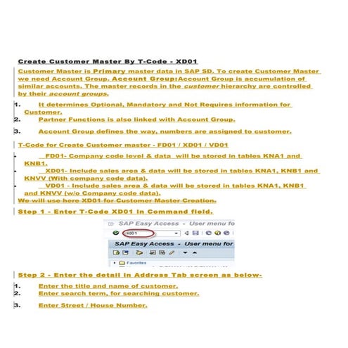 Create customer master | DOC