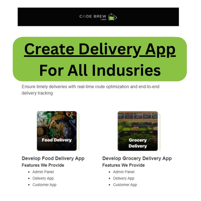Code Brew Labs : Your Ultimate Multi-Industry Delivery App | PDF