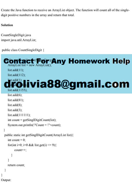 Create The Java Function To Receive An Arraylist Object The Functiopdf 4245