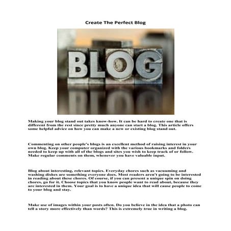 Create the perfect blog | DOCX | Social Networking | Internet