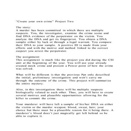 Create your own crime” Project TwoThe story A murder ha | DOCX