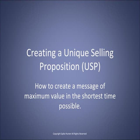Creating A Unique Selling Proposition Usp Ppt