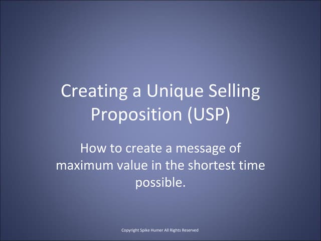 Unique selling proposition and value proposition | PPTX