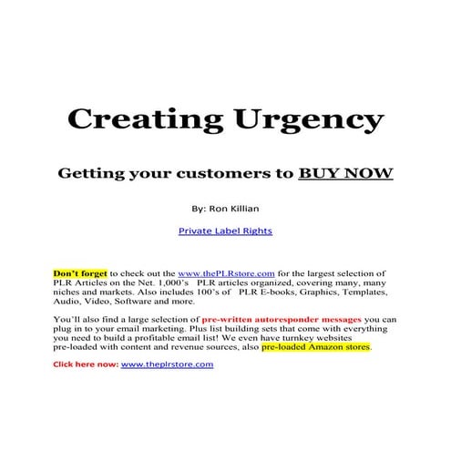 Creating Urgency Report | PDF
