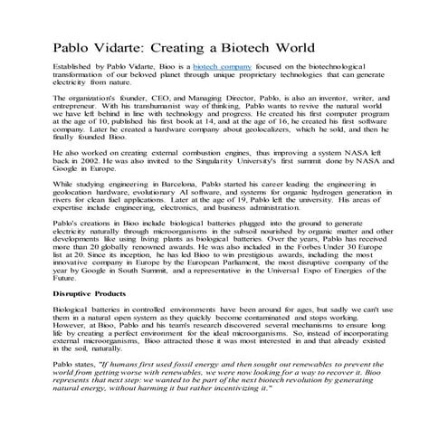 Pablo Vidarte: Creating a Biotech World | PDF