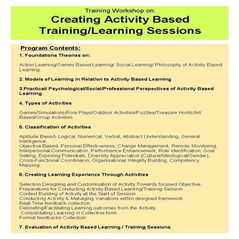 Creating activity based learning sessions | PPT