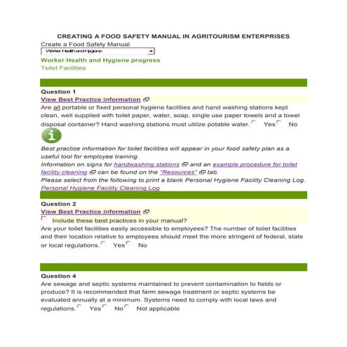 Handout - Creating a Food Safety Manual in Agritourism Businesses | DOCX
