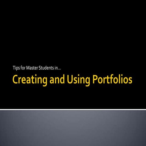 Creating And Using Portfolios | PPT